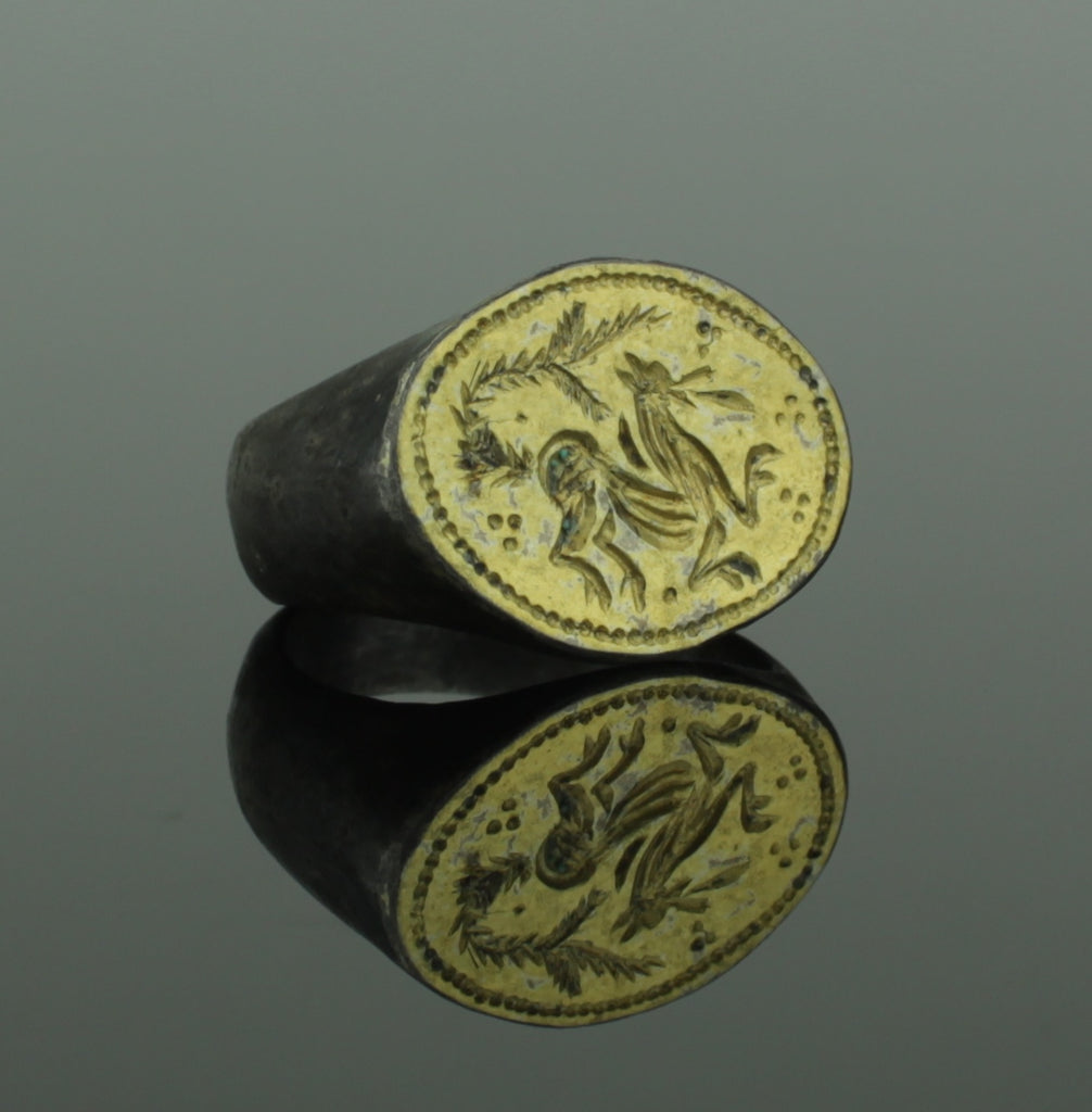 BEAUTIFUL ANCIENT MEDIEVAL SILVER GILT RING "MYTHICAL BEAST" - CIRCA 1 ...