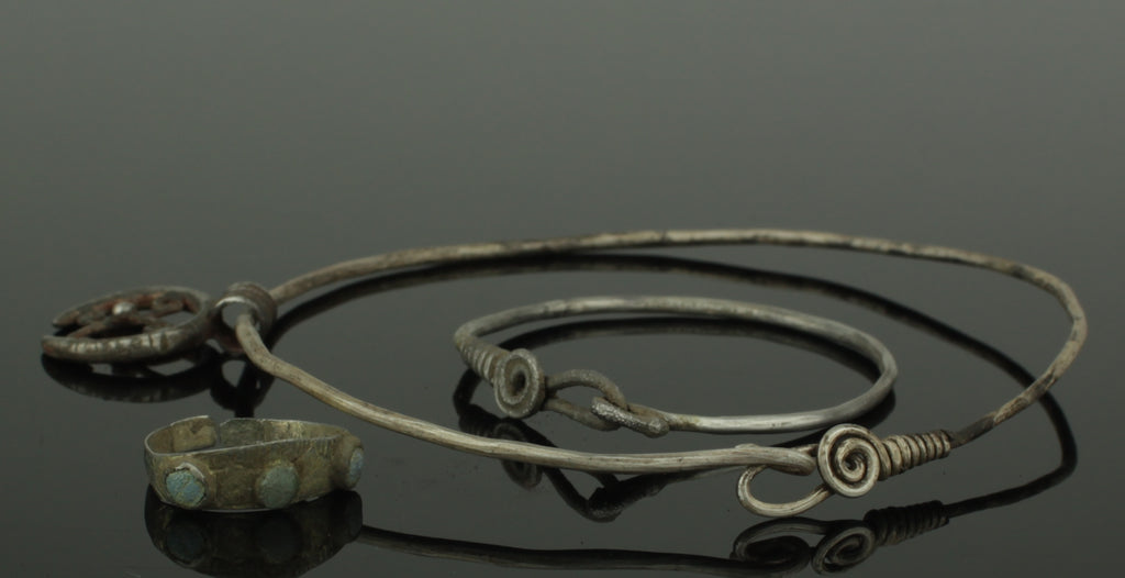 BEAUTIFUL ANCIENT ROMAN SILVER LUNA NECKLACE RING & BRACELET SET - CIR ...