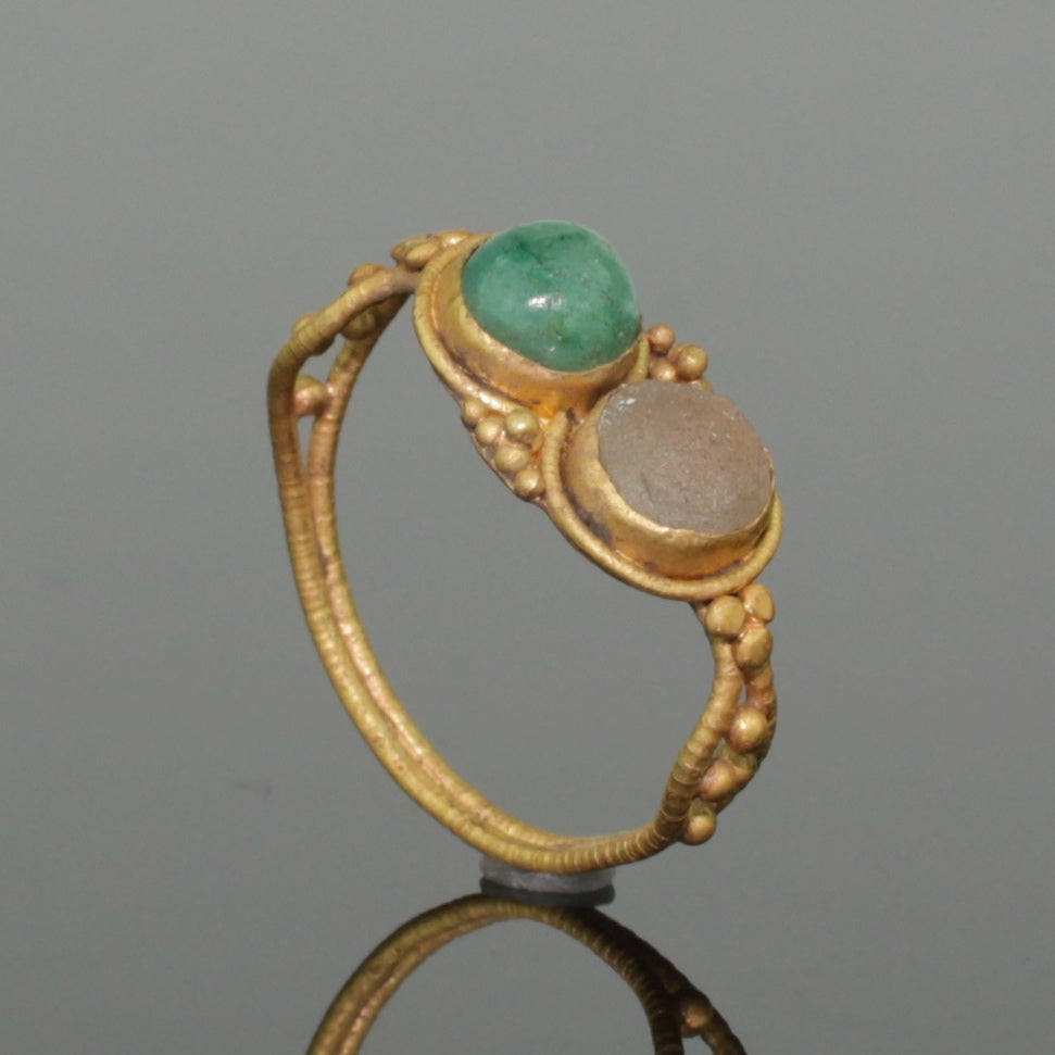 BEAUTIFUL ANCIENT ROMAN GOLD & EMERALD RING - 2nd Century AD (394 ...