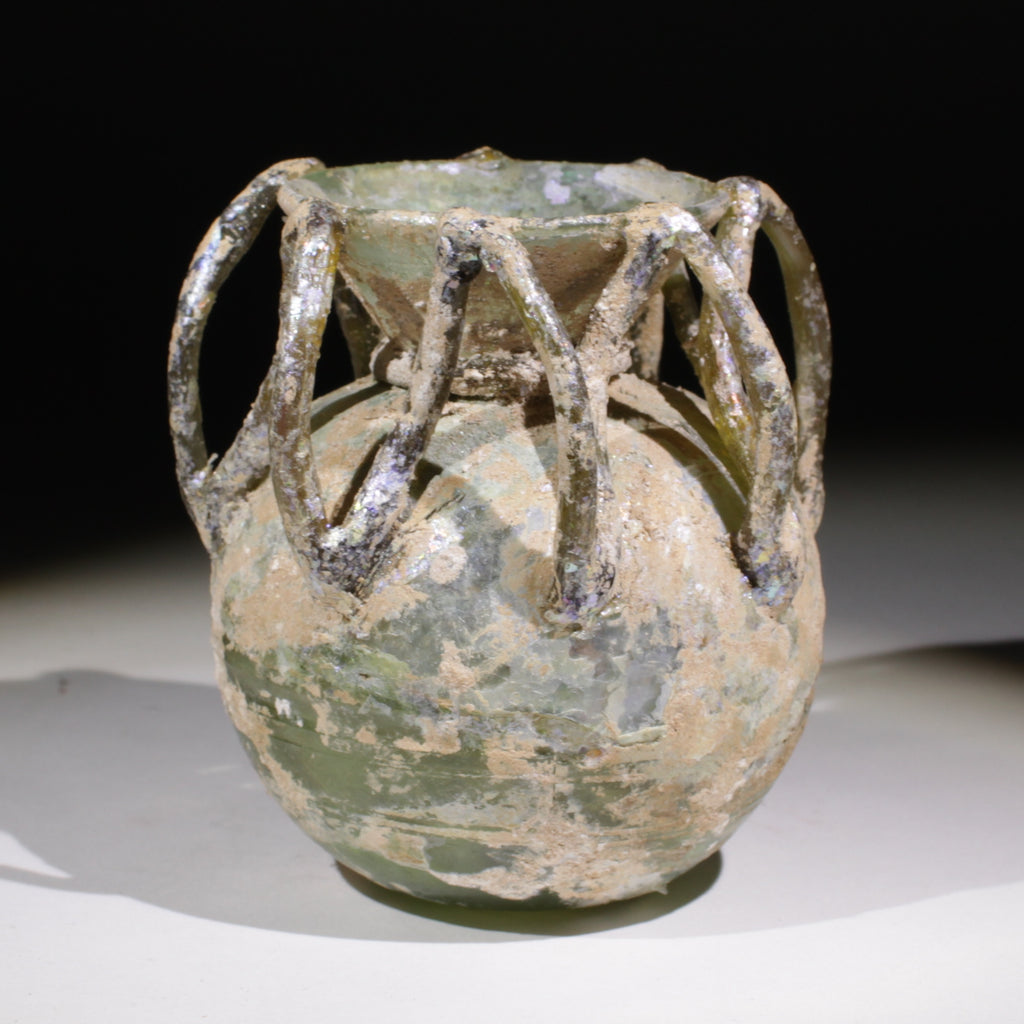 ANCIENT ROMAN GLASS JAR WITH OPENWORK COLLAR - CIRCA 1st-3rd Century A ...